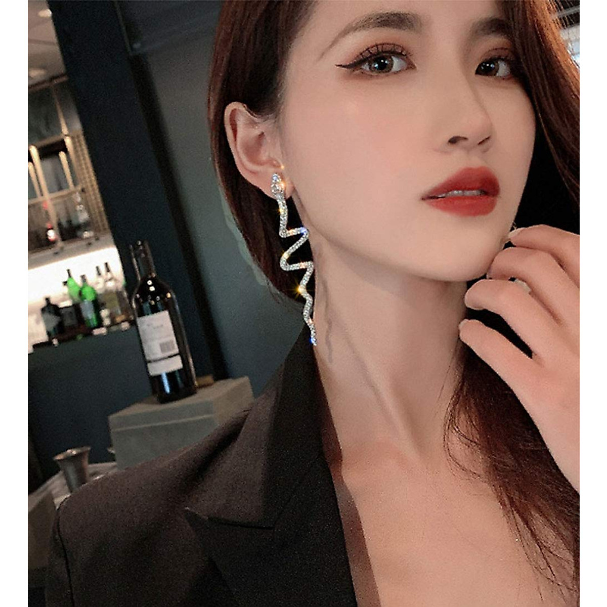 Denifery Snake Earrings Vintage Earrings Studs Dangle Earrings Long Silver Dangle Earrings Gold Snake Stud Earrings Snake Jewelry for Women (Silver F)