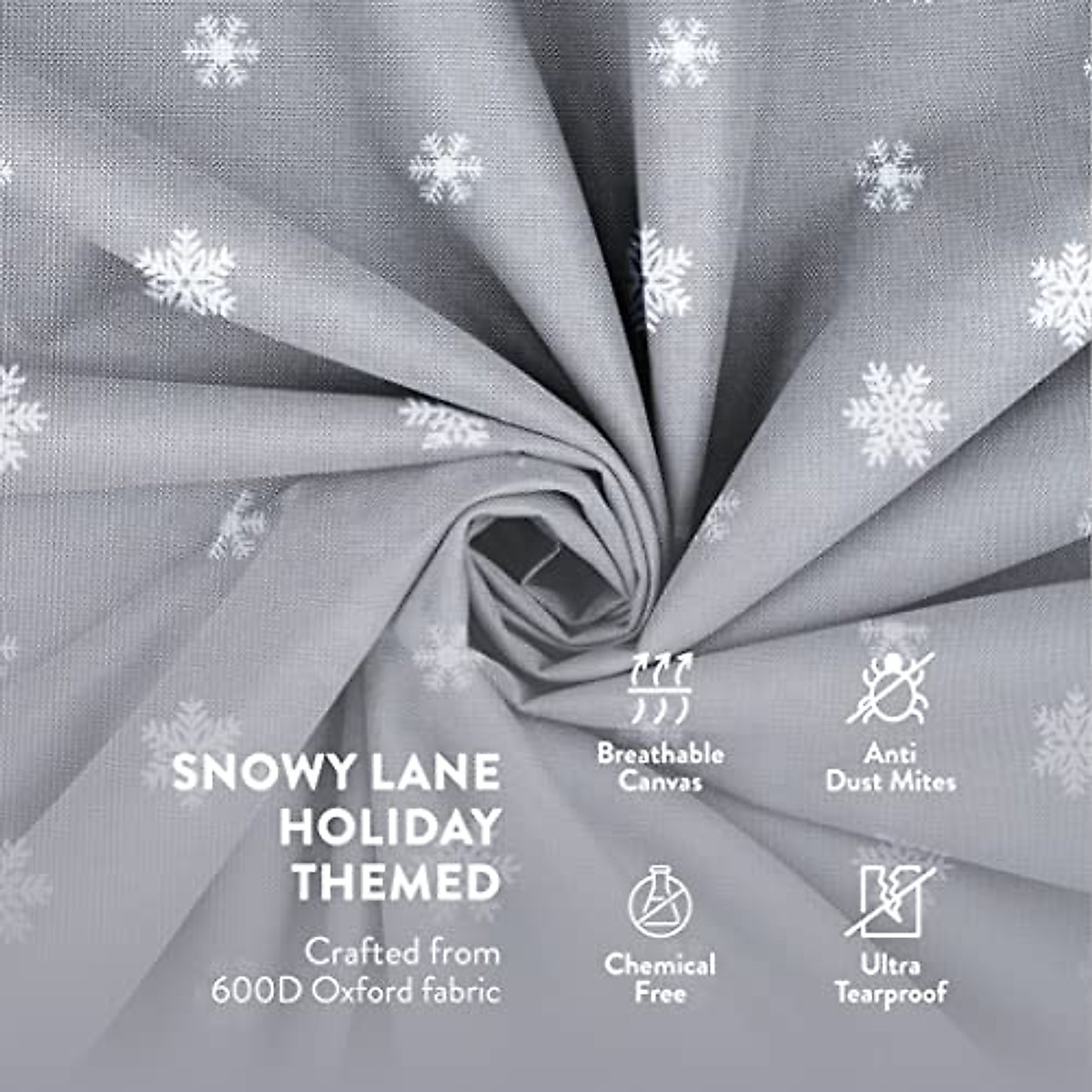 Premium Christmas Tree Storage Bag, Fits Up to 9ft Tall Artificial Disassembled Trees, Holiday Xmas Bag Made of Tear Proof 600D Oxford, With Seasonable Snowy-Lane Design, Durable Handles & Dual Zipper