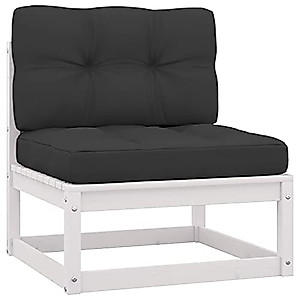 6 Piece Patio Lounge Set with Cushions,Patio Sofa,Outdoor Daybed,Outdoor Couch,Outdoor Furniture Sets,Outdoor Patio Chairs,Patio Conversation Sets,Patio Furniture Set,for Lawn, White Solid Pinewood