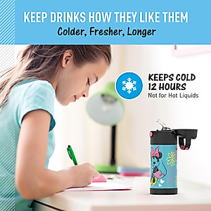 THERMOS FUNTAINER Water Bottle with Straw - 12 Ounce, Minnie Mouse - Kids Stainless Steel Vacuum Insulated Water Bottle with Lid