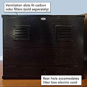 THE REFINED FELINE Cat Litter Box Enclosure Cabinet, Farmhouse, Black Espresso, Adjustable Levelers, XLarge, Hidden Litter Cat Furniture with Drawer