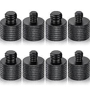 8 Pack Camera Screw Adapter 1/4 Male to 3/8 Female and 3/8 Male to 1/4 Female Camera Screw Adapter for Camera Tripod Stand Microphone Stand Mic Mount (Black)