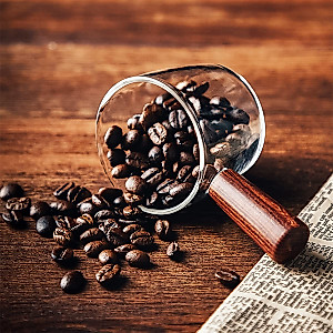 Single Spout Espresso Coffee Shot Glass with Wood Handle Measuring Cup Triple Pitcher Milk Cup Coffee Replacement Carafe for Barista Milk Espresso Making, 75 ml (2 Pieces)