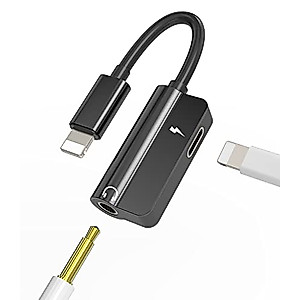 Lightning to 3.5mm Headphone Adapter Compatible for iPhone Apple Splitter Audio Dongle Jack AUX Adaptador para Earphone 2 in 1 Phone and Charge Charger Earbud 13 12 11 Pro Max Mini XS SE 7 X 8 Plus
