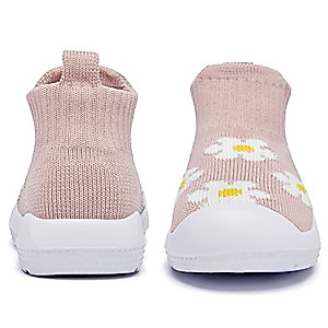 MORENDL Baby Socks Shoes Infants Slipper Non-Slip First Walking Shoes Trainers for Toddler Boys Girls T#Beige/Flower-9-12Months
