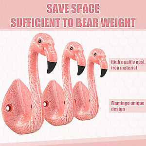 Yaocom 6 Pcs Cast Iron Flamingo Wall Hook Pink Flamingo Cast Iron Wall Hooks Flamingo Wall Mount Coat Hooks for Coats, Aprons, Hats, Towels