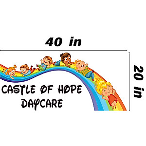 Childrens Wall Decal - Custom Daycare Welcome Sign - Personalized Name Vinyl Lettering (Large, 20"x40")