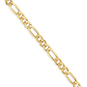 Olive & Chain Solid 10k Gold Figaro Link Chain Bracelet for Men/Women, Yellow Gold, Hypoallergenic, Lobster Clasp Closure