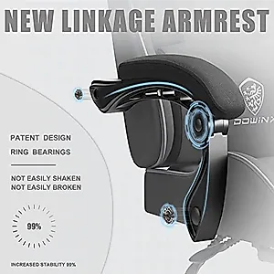 Dowinx Gaming Chair Fabric with Pocket Spring Cushion, Massage Game Chair Cloth with Headrest, Ergonomic Computer Chair with Footrest 290LBS, Black