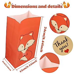 YYMYMGJ 24 Pack Fox Party Favor Bags Woodland Goodie Gift Bags for Fox Woodland Birthday Party Decoration supplies Baby Shower