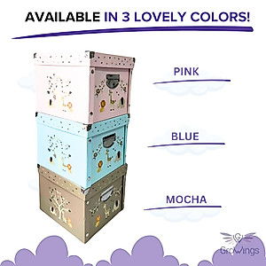 GroWings | Baby Keepsake Box, Baby Memory Box | Large Blue Keepsake Gifts Box for Newborn Baby Boy or Baby Girl | Strong, Durable & Collapsible Memory Storage Box