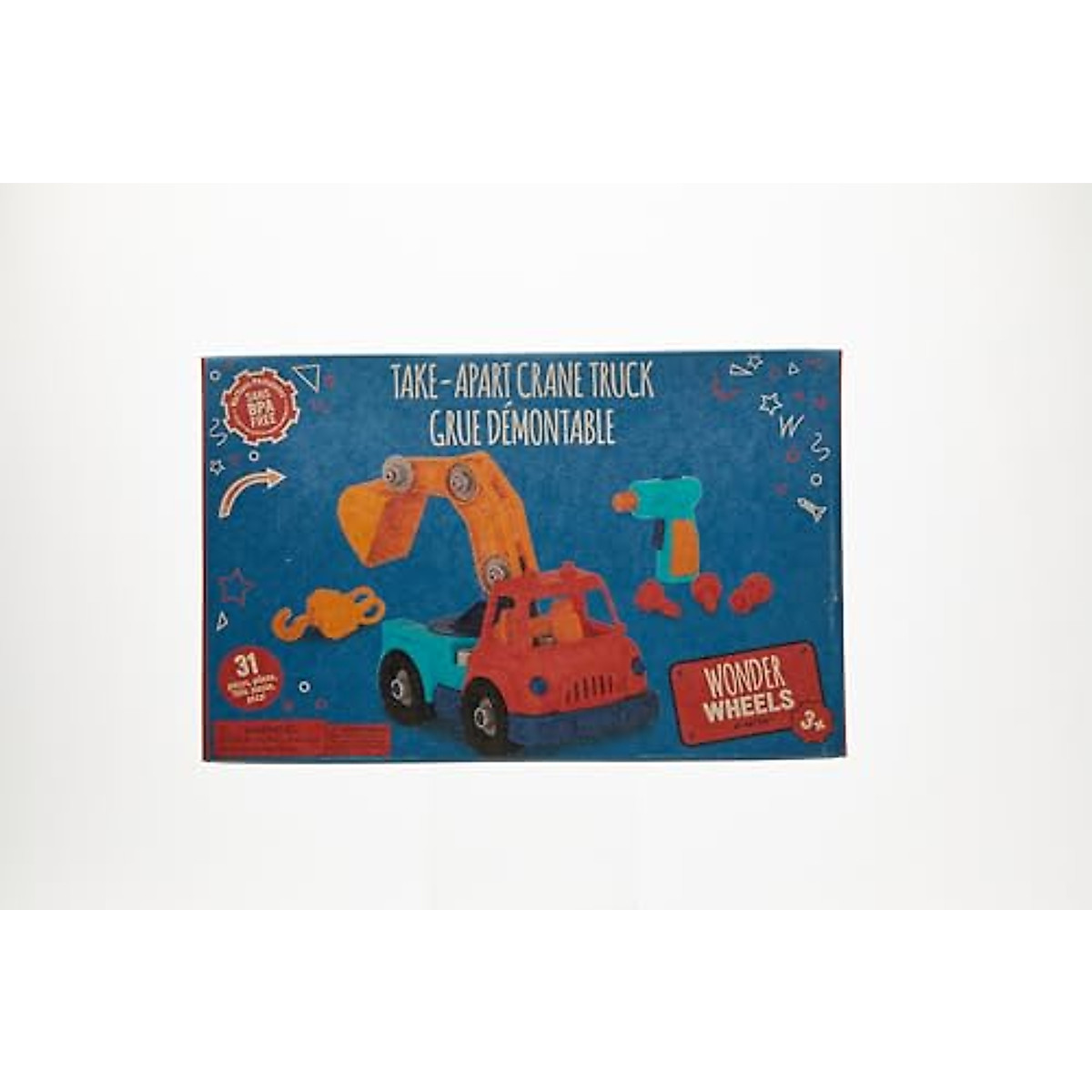 Battat- Wonder Wheels- Take-Apart Crane Truck – Toy Crane Truck With Drill For Kids – STEM Toy- Developmental Toy – 3 Years +