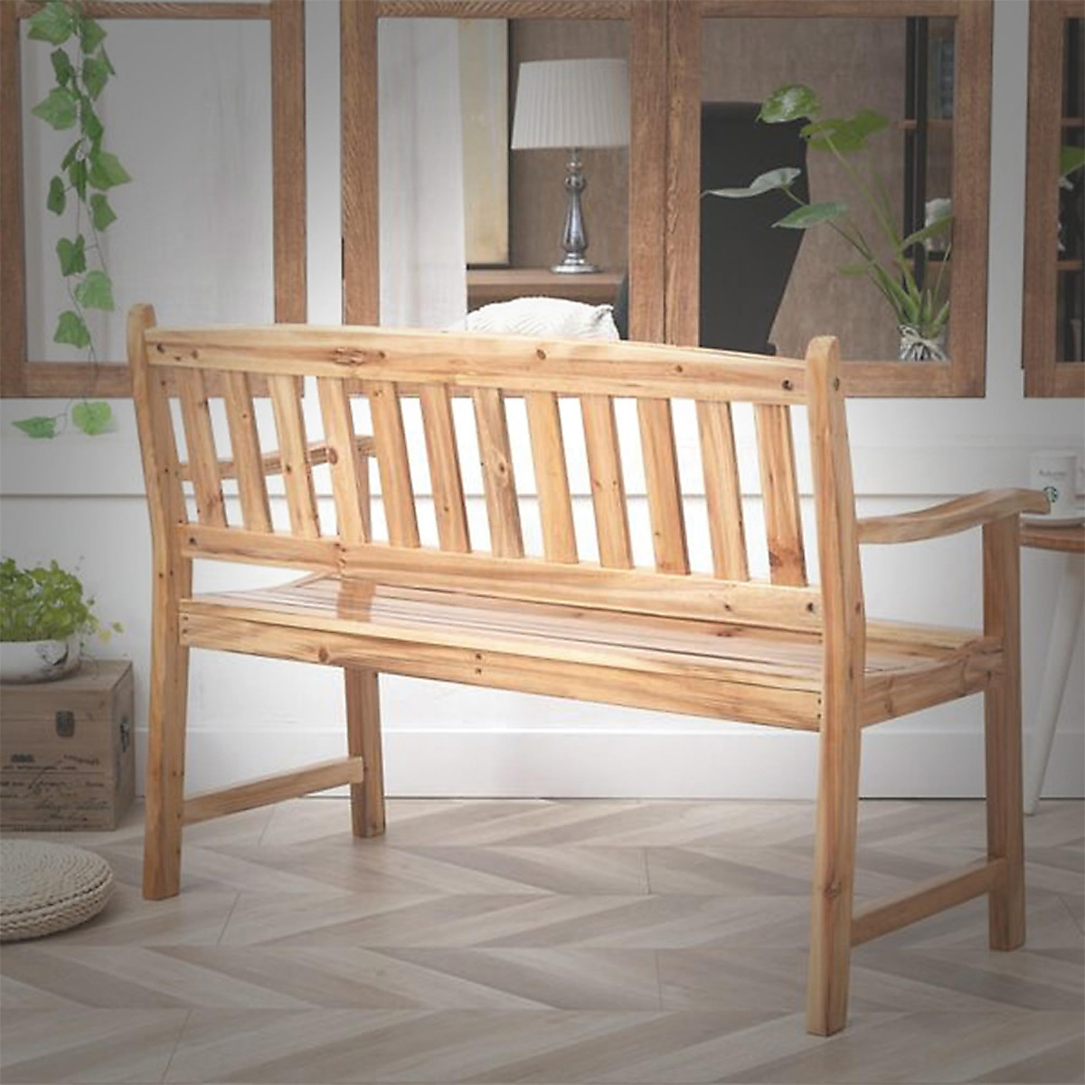 Four Seasons Courtyard 4 Feet Durable Classic Indonesian Hardwood Bench Accommodate Up to 2 People for Patio, Backyard, Garden and Porch, Brown