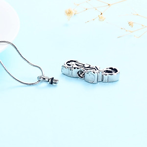 shajwo Motorcycle Cremation Urn Necklace for Ashes Pendant Jewelry for Women Men Loved One Keepsake Memorial Jewelry,Silver