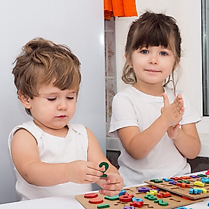 Puzzles for Toddlers, 2 Pack Wooden ABC Alphabet Number Shape Puzzles Toddler Learning Puzzles Toys Ages 1-3, Preschool Educational Toys Gift for Kids Boys Girls 2-4 Years Old