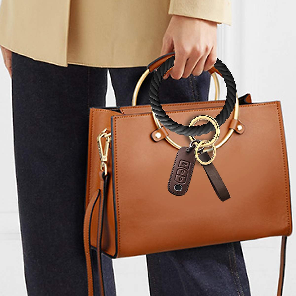 Idakekiy Key Chain, Silicon Wristlet Keychain Bangle Keyring Bracelet Holder for Women Girl