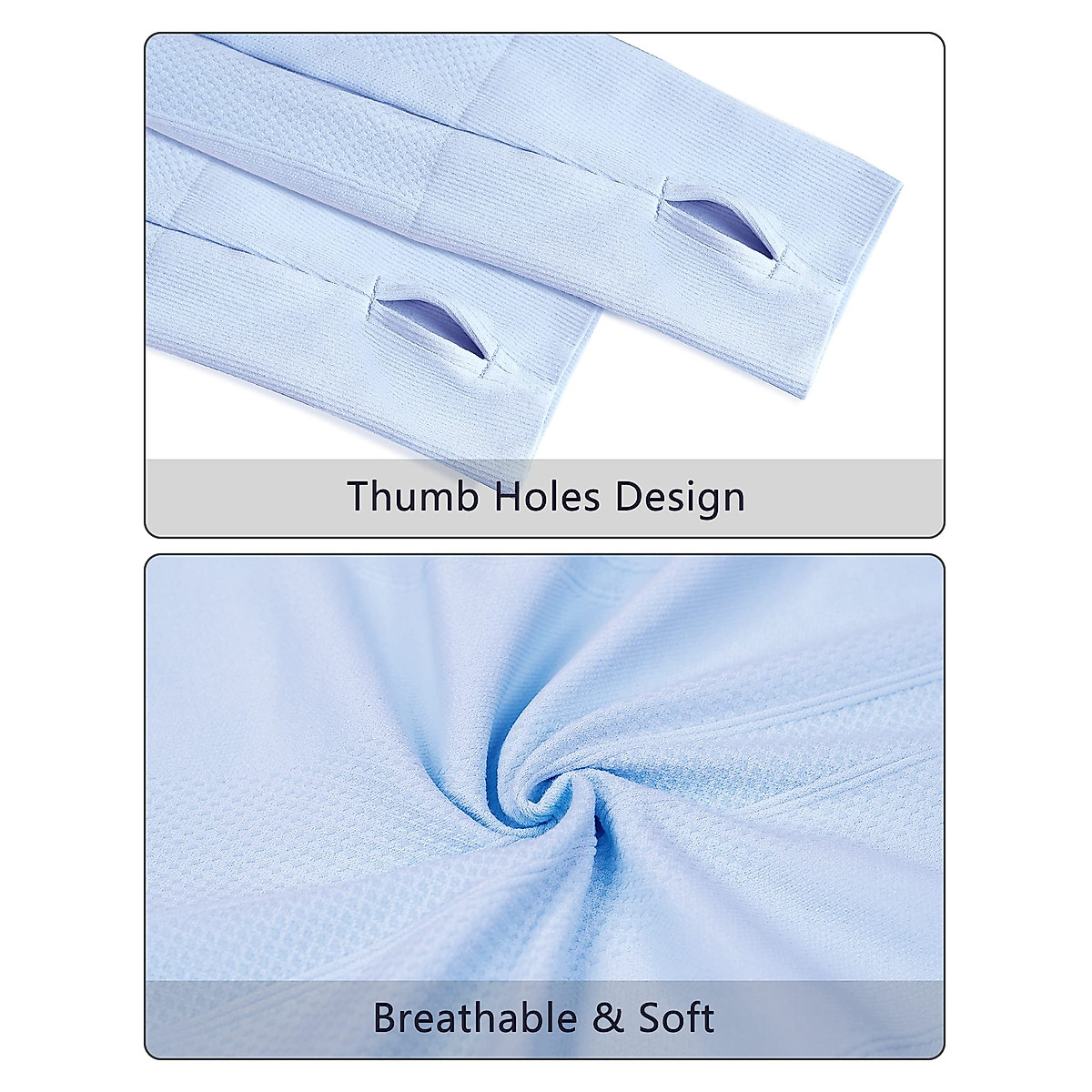 Stelle Women Workout Shirts Seamless Long Sleeve Yoga Tops with Thumb Holes for Sports Running Breathable Athletic Slim Fit Blue