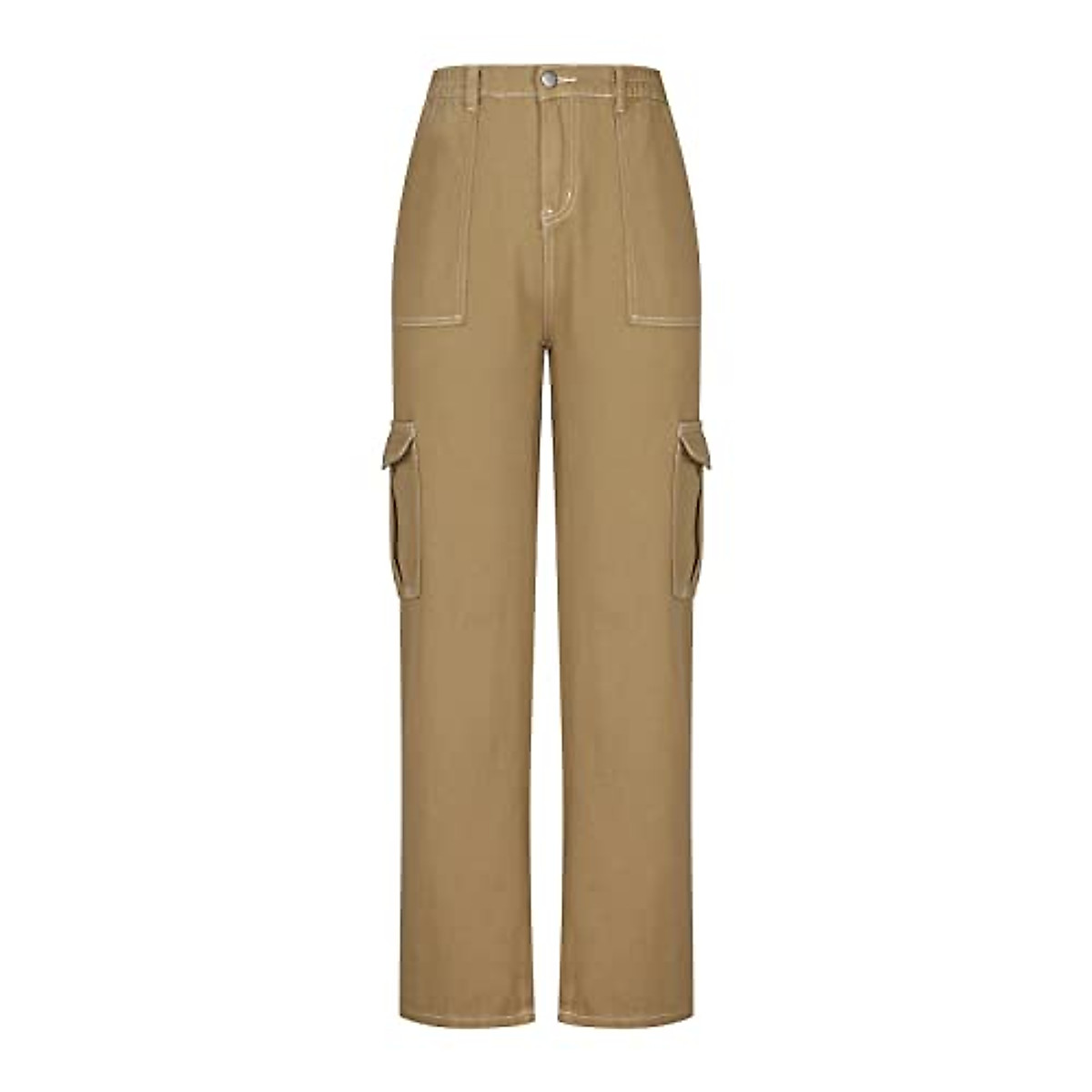 Akklian Cargo Pants for Women Y2K Streetwear Multiple Pockets Combat Military Trousers Solid Color Casual Pants