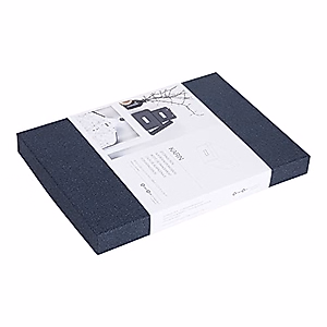 Bigso Karin KD Collapsible Storage Box | Photo Storage Box with Labelframe for Easy Identification | Simple Assembly without Tools | Decorative Storage Boxes with Lids | 8.9″x12.4″x5.4″ | Blue