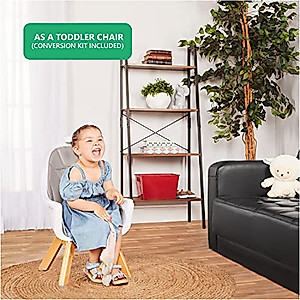 Evolur Zoodle 2 in 1 Baby High Chair in Light Grey, Easy to Clean, Adjustable and Removable Tray, Compact and Portable Convertible High Chair for Babies and Toddlers