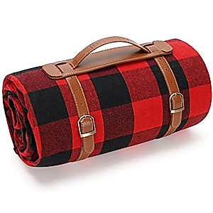 Extra Large 87'' X 67'' Picnic Blanket Waterproof, Portable Picnic Mat, Sandproof Beach Mat, Outdoor Rug for Camping, Red Checkered