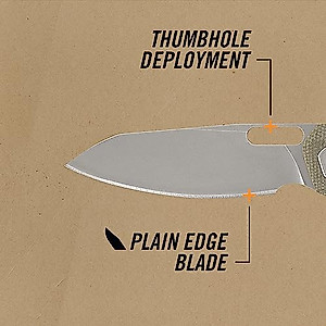 Gerber Gear Slimsada Pocket Knife with Pocket Clip - 3.47" Plain Edge Blade Folding Knife - EDC Gear and Equipment - Micarta