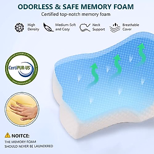 Lamberia Cervical Memory Foam Pillow, Neck Pillows for Side Sleepers, Back and Stomach Sleepers