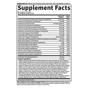 Garden of Life Organic Multivitamin for Women, mykind Organics Womens Multi with Vitamin C, D, Folate, B6, B12, Biotin, Iron, Vegan Whole Food Vitamins for Women, Energy, Skin, Nails, 120 Tablets