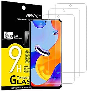 NEW'C 3 Pack Designed for Xiaomi Redmi Note 11 Pro, Redmi Note 11 Pro 5G, Anti-Scratch, Anti-Fingerprints, 9H Hardness, 0.33 mm Ultra Transparent, Ultra Resistant