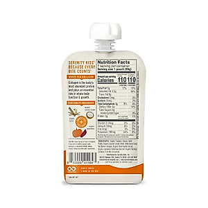 Serenity Kids 6+ Months Dairy-Free Smoothie Baby Food | USDA Organic | Grass Fed Collagen Protein | 3.5 Ounce BPA-Free Pouch | Pumpkin Spice | 6 Count