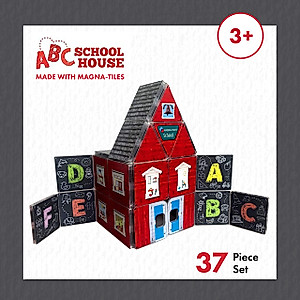 CreateOn Magna-Tiles ABC Schoolhouse Magnetic Tiles Structure-Building Set for Kids, Magnetic Kids’ Building Toys, STEM Toys for Ages 3+, 37 Pieces