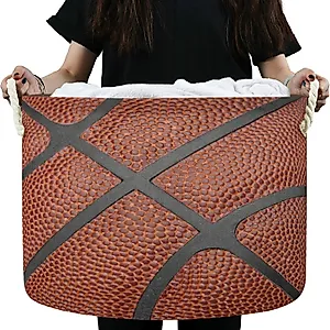 visesunny Storage Basket Basketball Nursery Hamper Canvas Fabric Toy Storage Organizer Bin Storage Box Laundry Basket for Kid Rooms,Playroom,Shelves,Toy Basket