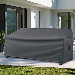 CHUN YI Waterproof Patio Bench Oversized Sofa Slipcover, 4 Seater Patio Outdoor Lounge Oversized Sofa Cover, Heavy Duty Lawn Patio Furniture Covers for Couch, 88" W x 35" D x 33" H, Dark Gray