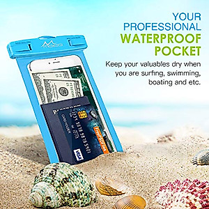 MoKo Waterproof Phone Pouch Holder [2 Pack], Underwater Phone Case Dry Bag with Lanyard Compatible with iPhone 14 13 12 11 Pro Max X/Xr/Xs Max/SE 3,Samsung S21/S10/S9/S8 Plus, Blue+Green