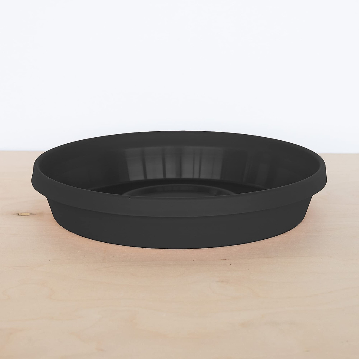 Bloem Terra Pot Round Drain Saucer: 24" - Black - Tray for 17-24", Matte Finish, Durable Resin, Ribbed Bottom, for Indoor and Outdoor Use, Gardening, Planter Not Included, 17.5"