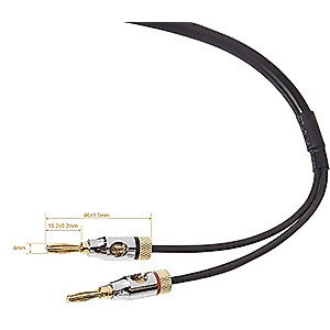 Amazon Basics 16AWG Speaker Cable Wire with Gold-Plated Banana Tip Plugs (4mm) - CL2 - 99.9% Oxygen Free - 6-Foot
