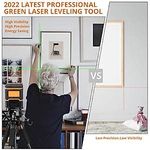 Line Laser Leveler Tool, Semlos Green Self Leveling Laser Level With Cross Line Laser Leveler and Magnetic Bracket For Outdoor Indoor Picture Hanging Wall Tile