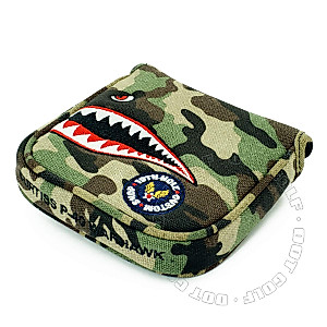 Fighter Plane High-MOI Mallet Putter Headcover, Heel Shaft, Camouflage, Golf Head Cover