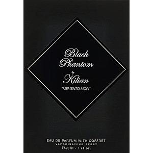 Kilian Black Phantom,"Memento Mori" Refillable Perfume Spray, 1.69 Fl Oz - with Clutch
