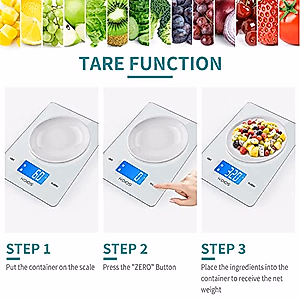 KOIOS 11lb/5kg Small Accurate Food Scale for Kitchen, Waterproof USB Plug in Rechargeable Digital Kitchen Scale, Digital Food Kitchen Scale for Weight Loss, Food Scale for Baking Dieting, White