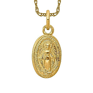 IceCarats 14K Yellow Gold Our Lady of Miraculous Medal Blessed Virgin Mary Necklace Charm Pendant 15mm x 7mm Only