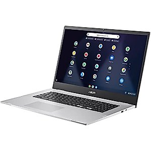 ASUS Chromebook 17.3" FHD Laptop Computer, Intel Celeron N4500 Processor up to 2.8GHz, 4GB LPDDR4 RAM, 32GB eMMC, WiFi 6, Bluetooth 5.2, Webcam, Transparent Silver, Chrome OS, ipuzzle Type-C HUB