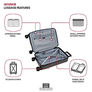 SwissGear 8020 Hardside Expandable Luggage with Spinner Wheels, Black, Carry-On 18-Inch