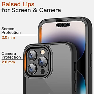 JETech Case for iPhone 14 Pro Max 6.7-Inch (NOT for iPhone 14 Pro 6.1-Inch) with Built-in Screen Protector Anti-Scratch, 360 Degree Full Body Rugged Phone Cover Clear Back (Black)