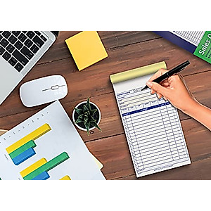 Large Sales Order Books, 6 Pack, 2-Part Carbonless (White/Canary Yellow), 5-7/16 x 8-7/16 inches, by Better Office Products, 50 Sets per Book, 300 Total Sets, 6 Books