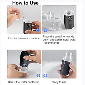 Kingsmile Nano Facial Mister,Moisturizing Nano Mist Sprayer, Portable Mini Nano Mister, Handy Lash Mister for Eyelash Extensions, Face Mister with 1OZ /30ML Visual Water Tank Black