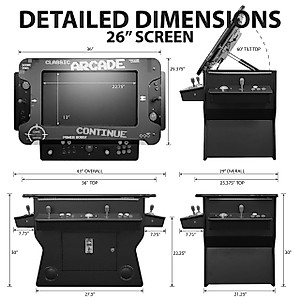 Creative Outdoor Distributor Arcades Full Size Commercial Grade Cocktail Arcade Machine | 2 Player, 1162 Games Kid, 26" LCD Lifting Screen | 3 Sided | 4 Sanwa Joysticks |Trackball | 2 Stools Included