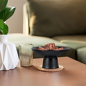 YARNOW Serving Fruit Tray ceramic display stand fruit bowl with base retro round fruit holder footed fruit display container for fruits snacks jewelry display stand black display stand Serving Bowl