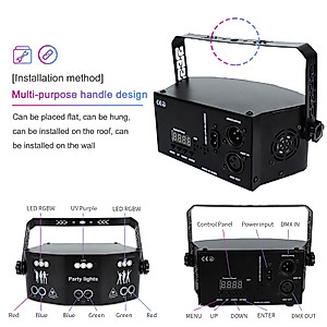 15 Eyes RGB Dj Disco Party Light Strobe Stage Lighting Effect LED Projector by DMX512 Control and Sound Activated Ravelight for Home Birthday Parties Karaoke KTV