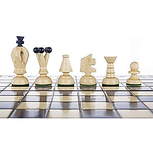Chess and games shop Muba Beautiful Handcrafted Wooden Chess Set with Board and Chess Pieces - Gift idea Products (12.5'' (32 cm) Blue)